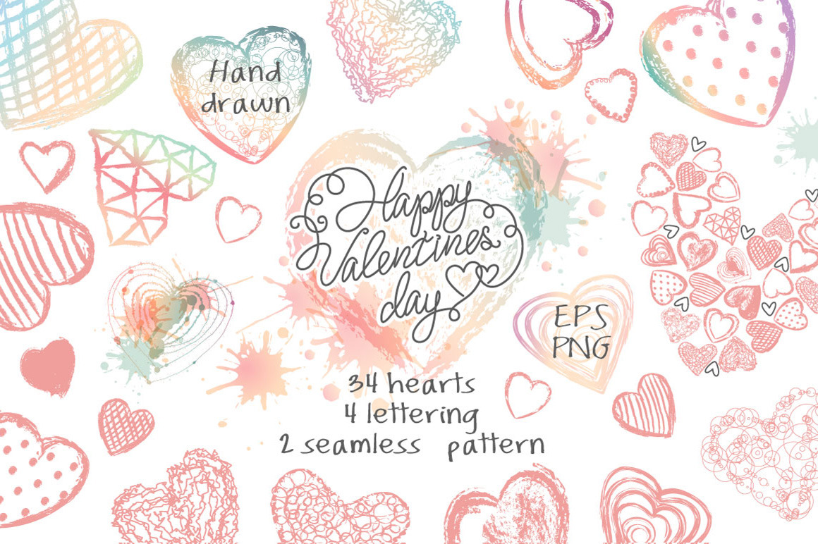 Love set Hand drawn hearts lettering, an Object Graphic by antuanetto