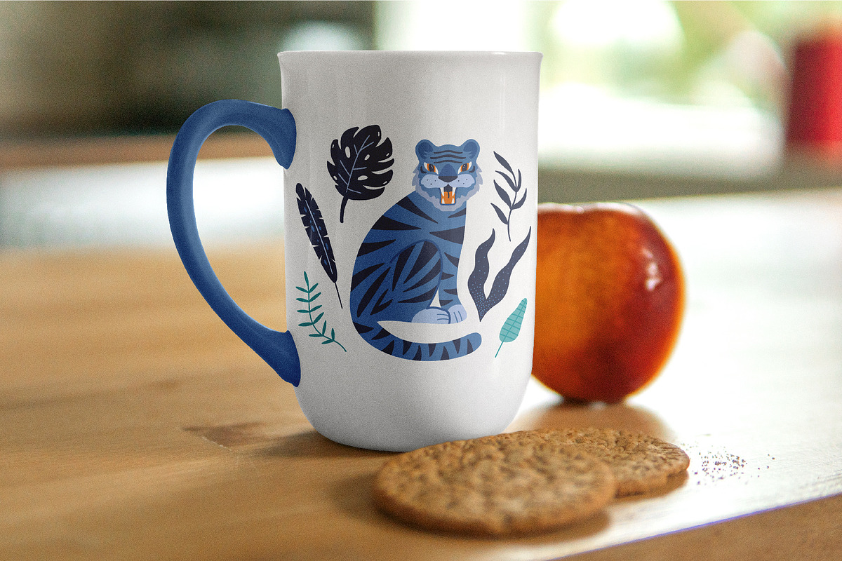 Blue tiger | Vector Collection, an Animal Illustration by katieromanoff_art