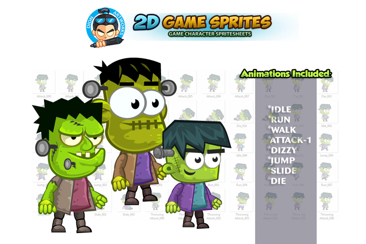 Frankenstein 2D Game Sprites Set, an Illustration by DionArtworks ...