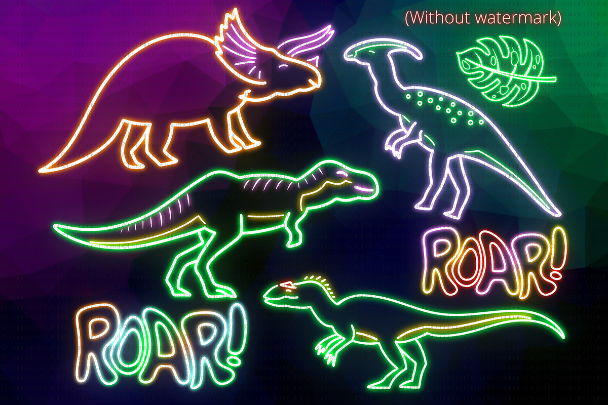 Neon Dinosaur PNG Clipart, an Education Illustration by Lenninator Digital