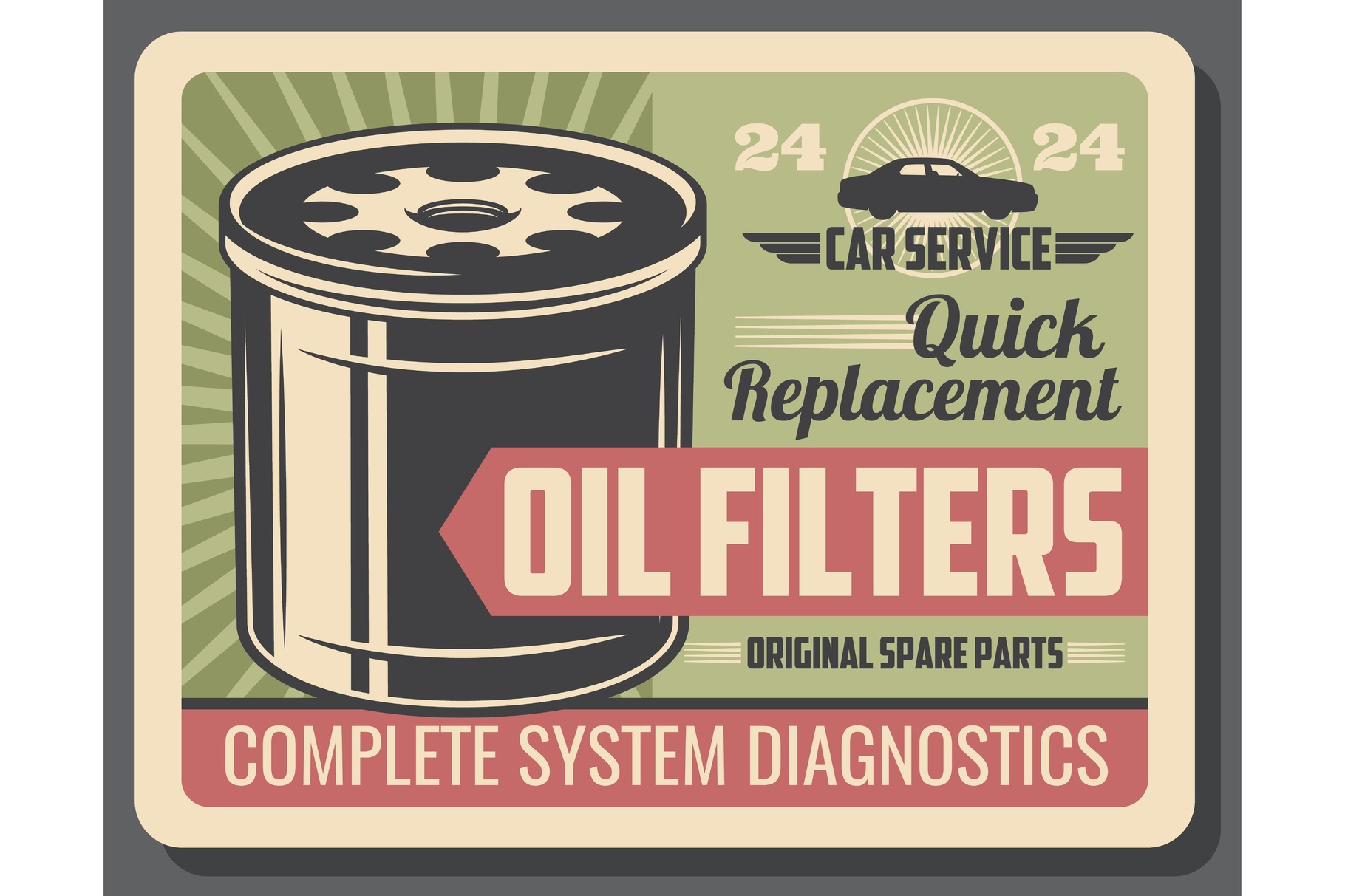 Oil filters retro poster, a Technology Illustration by Vector Tradition