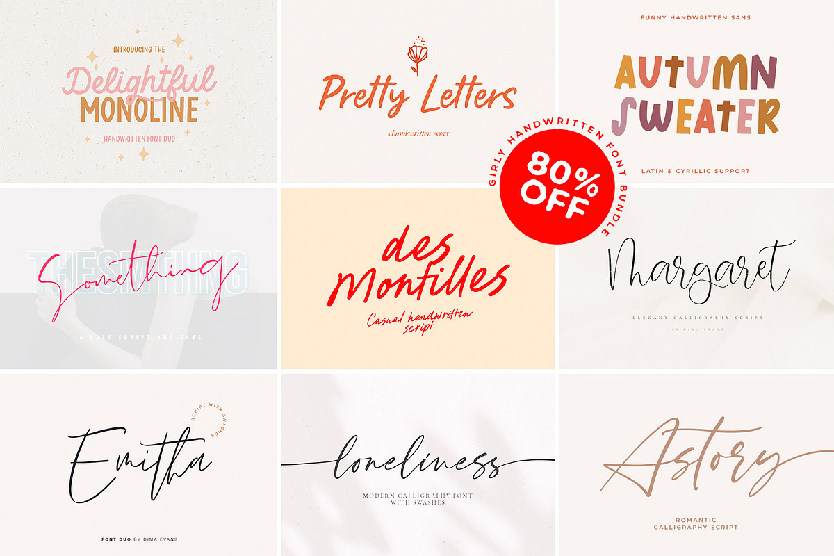 Girly Handwritten Font Bundle, a Handwritten Font by supfonts