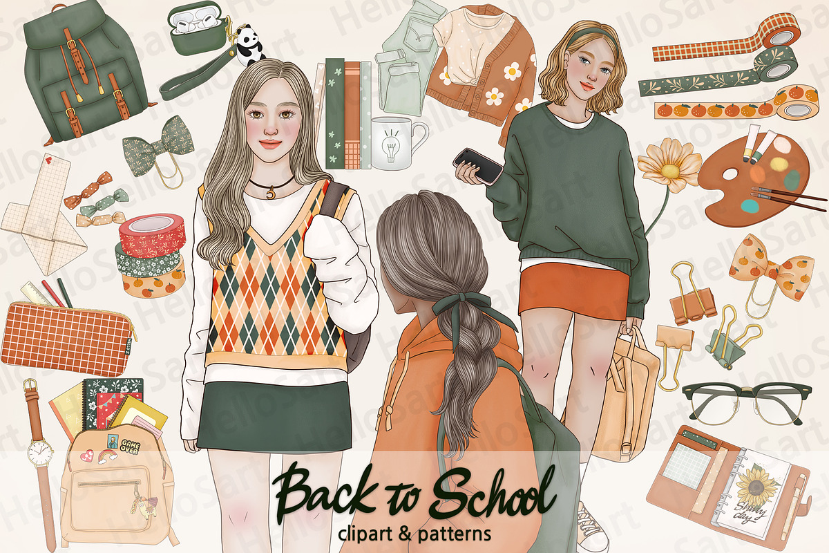 Back to School Clipart & Patterns, an Object Graphic by Hello S ART ...