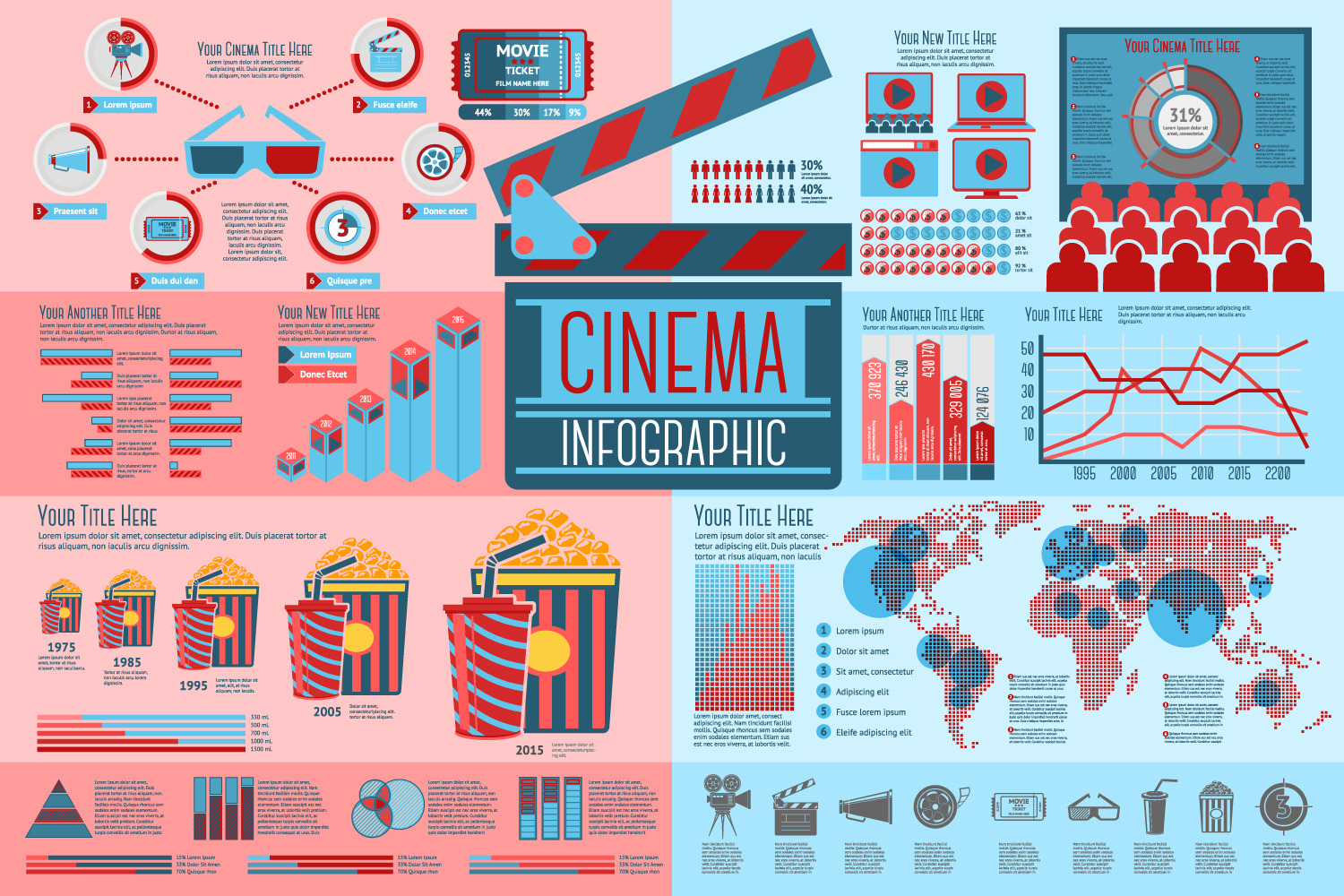 Cinema and Movie Infographics set, an Illustration by Tashal