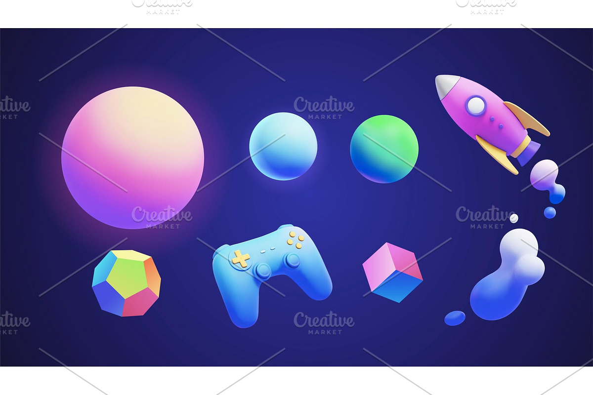 3d neon gradient object collection, an Object Graphic by TotallypicRF