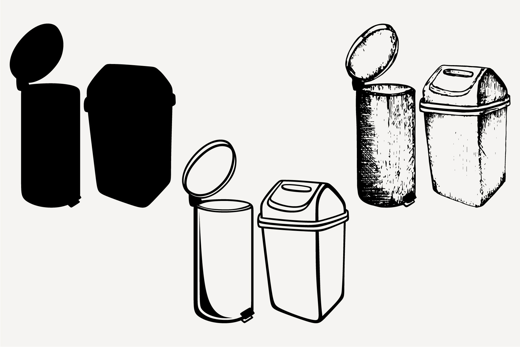 trash can set vector SVG PNG DXF, an Object Graphic by FileVectorSVG ...