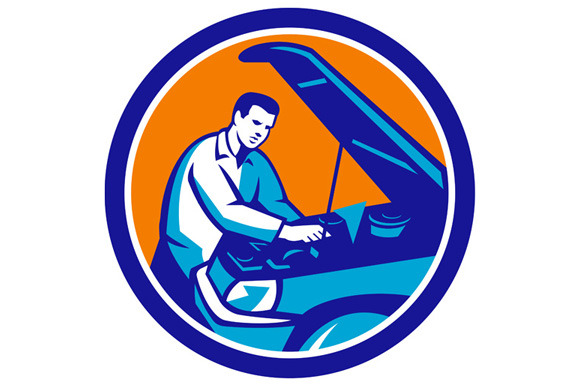 Auto Mechanic Car Repair Circle Retr, an Illustration by patrimonio ...