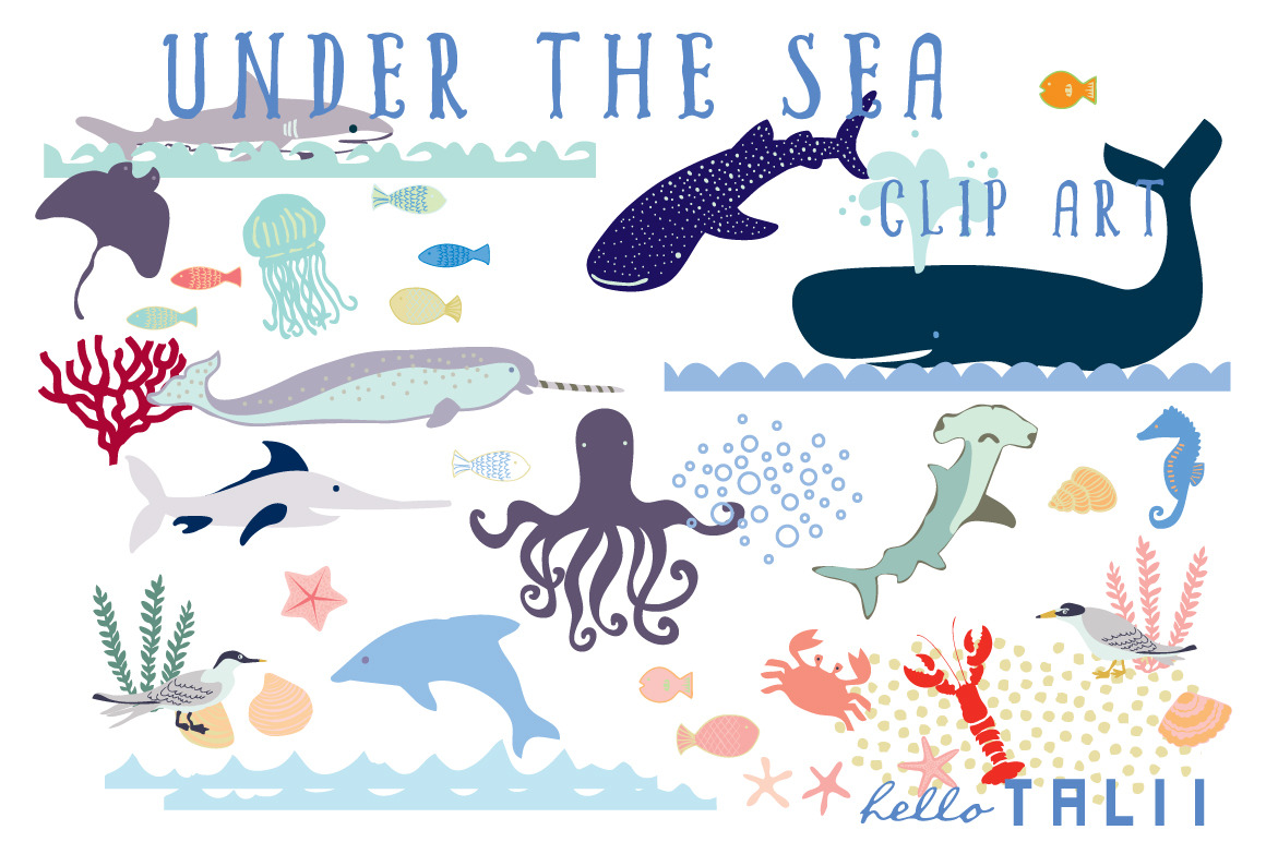 Under the Sea Clip Art, an Illustration by Hello Talii
