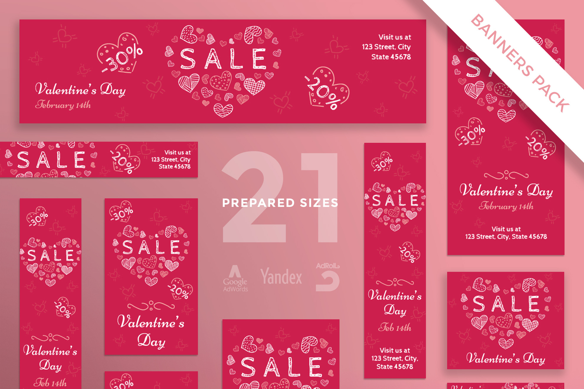 Banners Pack | Valentine's Day, a Templates & Theme by Amber Graphics