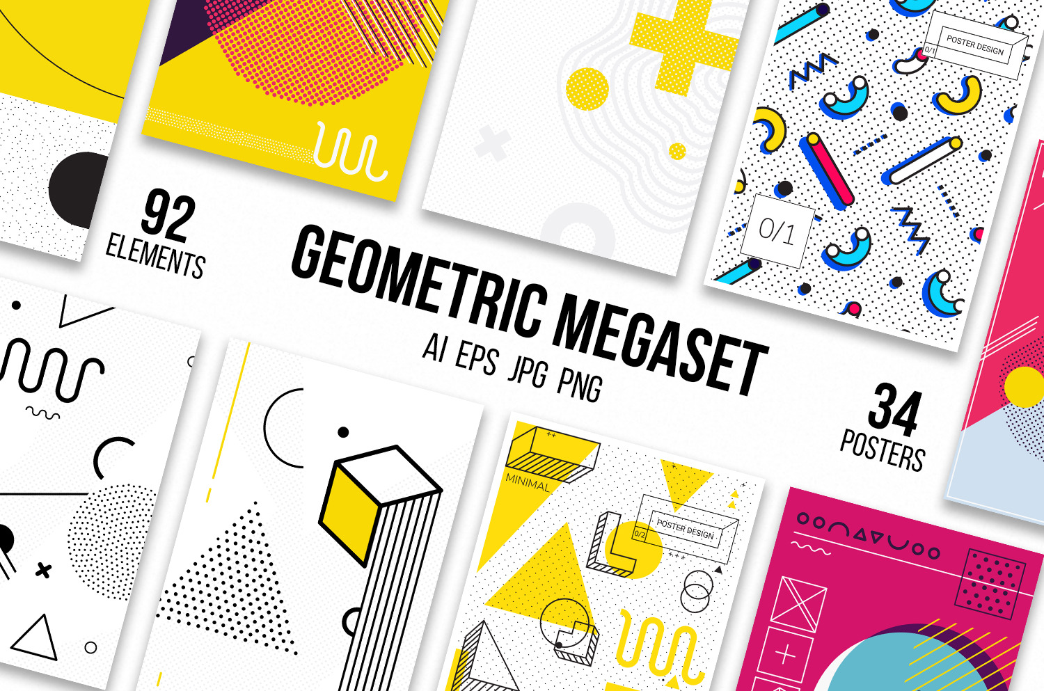 126 posters, elements geometric set, a Pattern Graphic by softulka