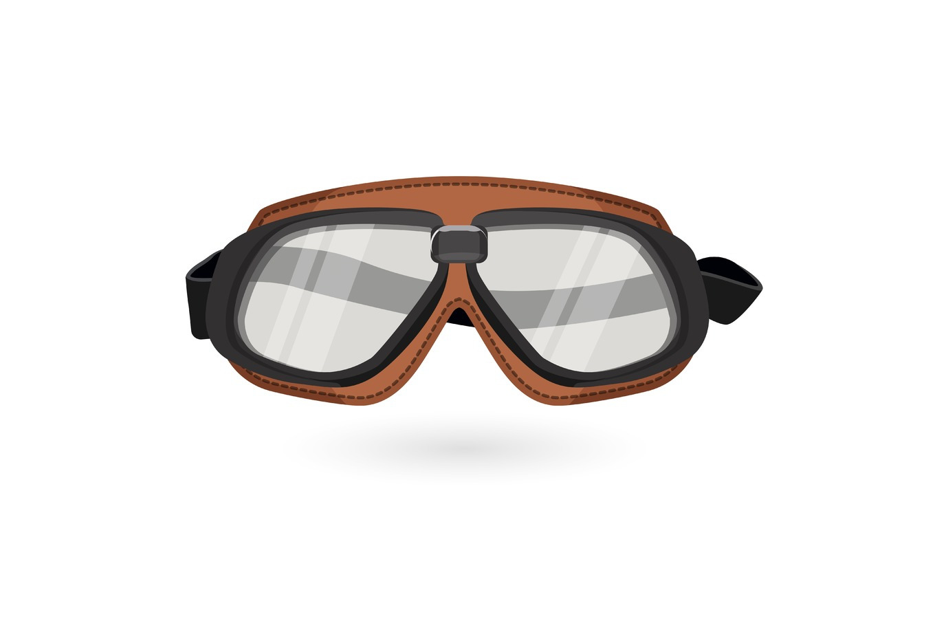 Brown aviation goggles in vintage style isolated on white, an Object ...