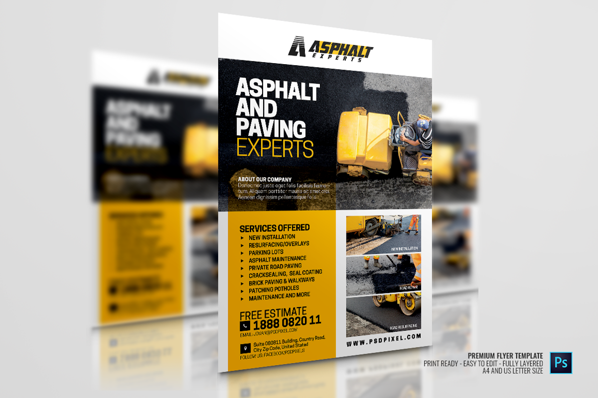 Road Repair and Maintenance Flyer, a Flyer Template by PSDPixel