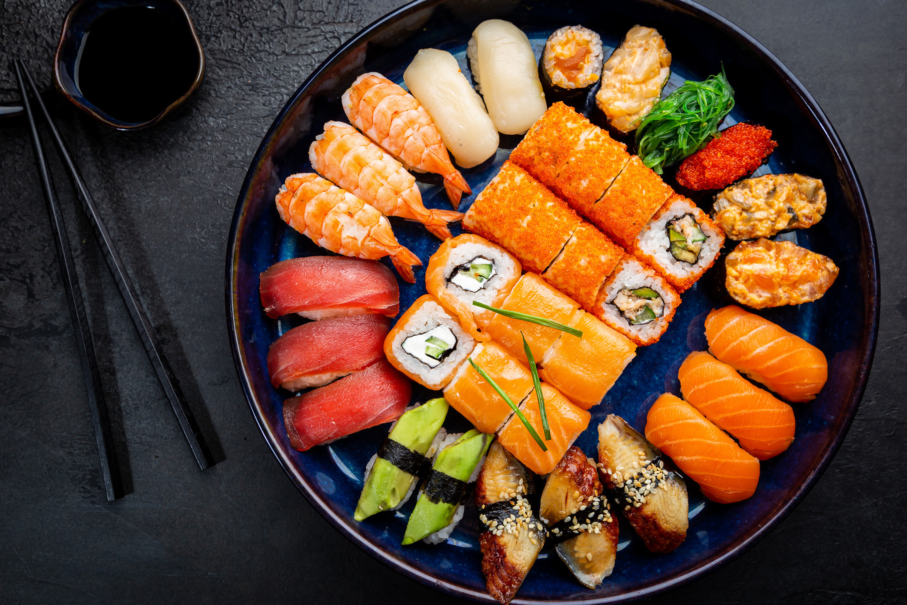 Set of sushi and maki featuring sushi, salmon, and japanese, a Food ...