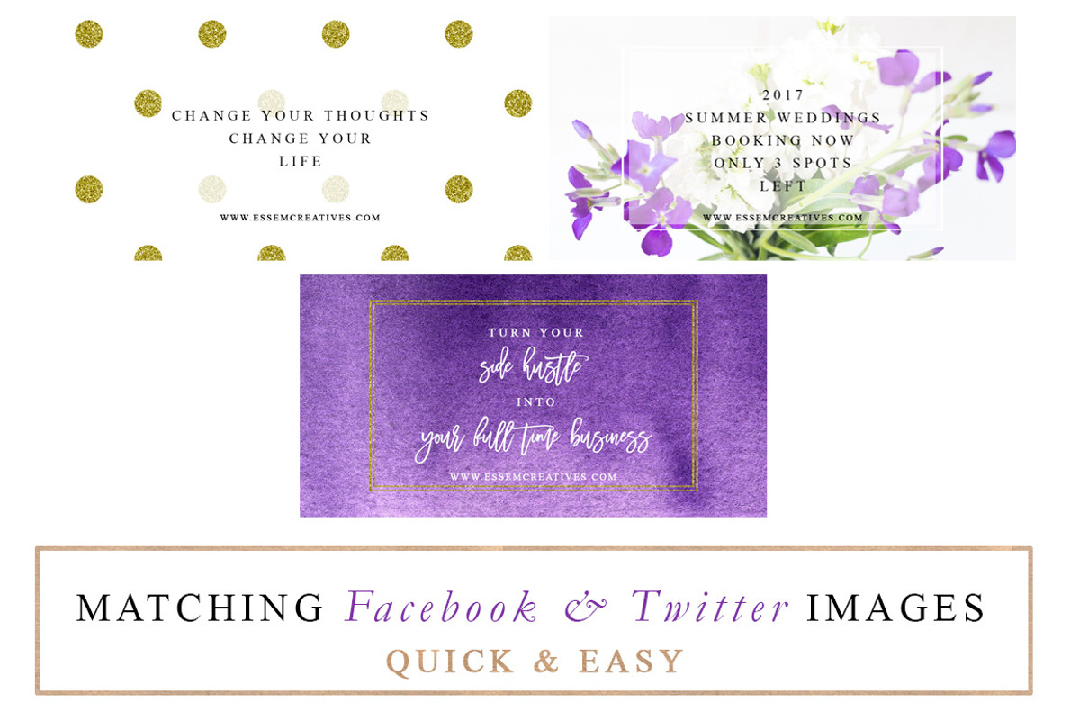 Purple & Gold Social Media Templates, a Social Media Template by Essem ...