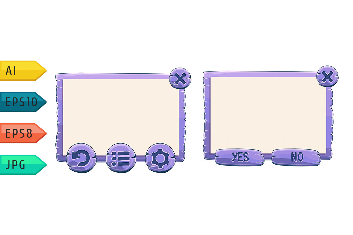 Vector game window with buttons., a Templates & Theme by julia_musdotter