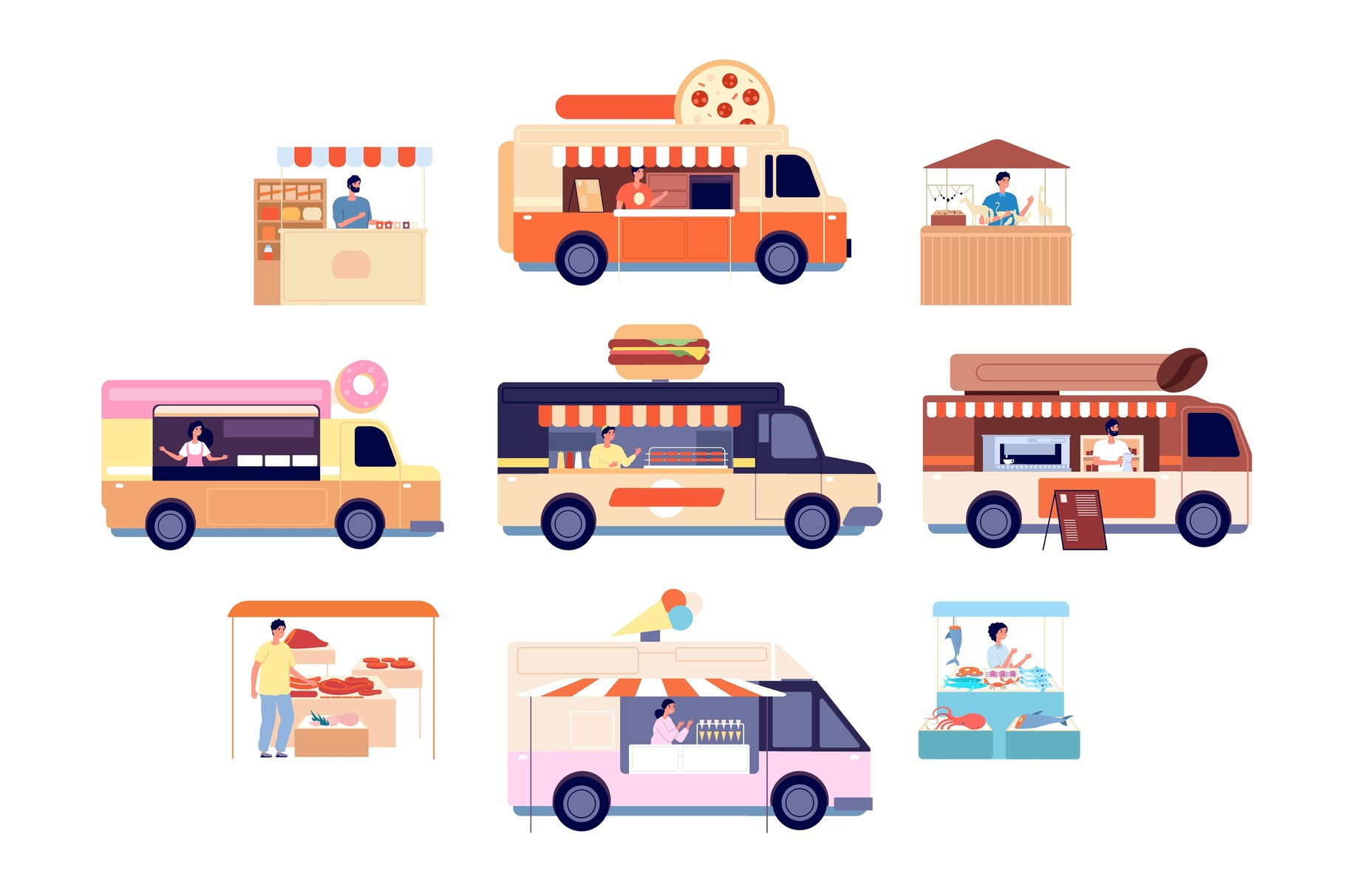 Food truck. Tasty snacks transport, a Background Graphic by Valerie Bodnar