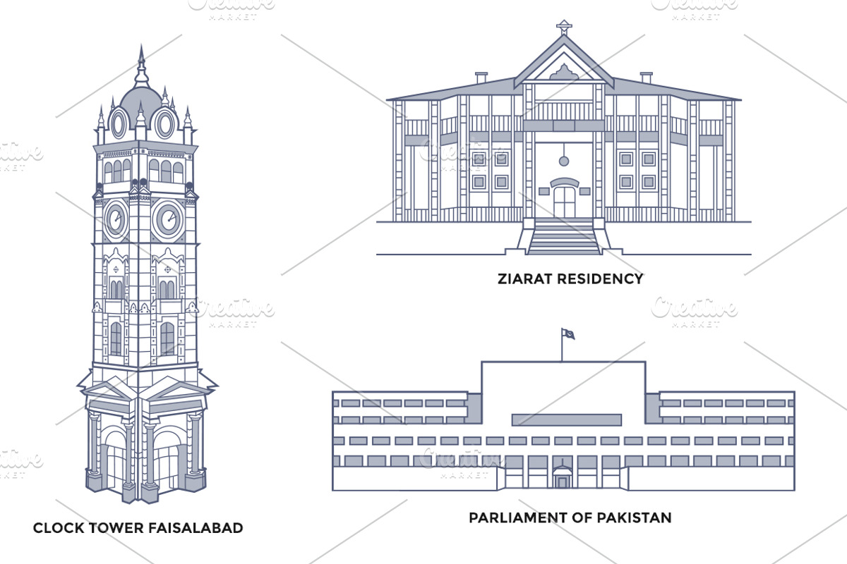 Pakistan Landmarks, an Illustration by Creative Stall