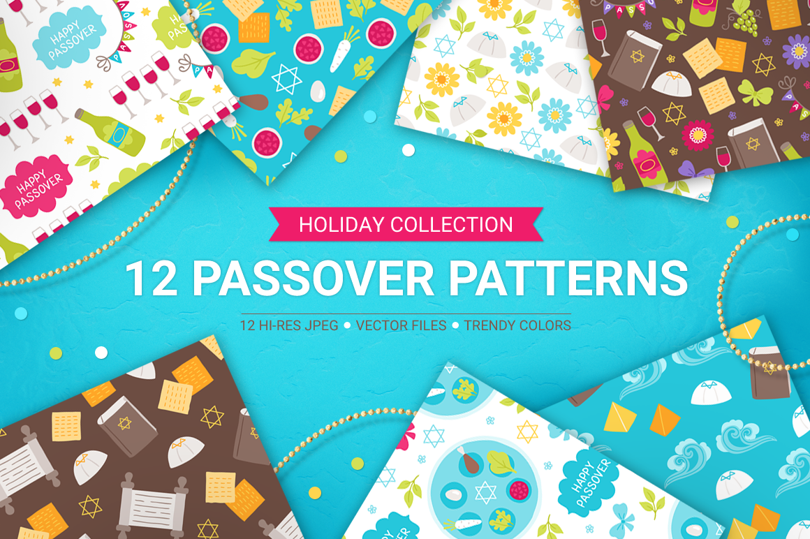 12 Passover Seamless Patterns, a Pattern Graphic by miumiu