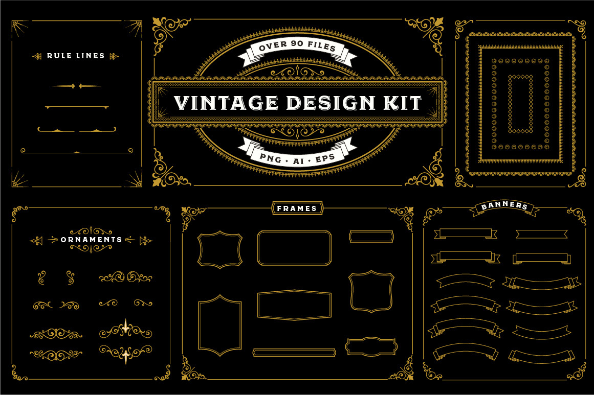 Vintage Design Kit, an Illustration by BirDIY Design