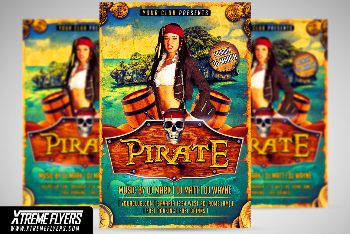 Pirate Party Flyer, a Flyer Template by XtremeFlyers