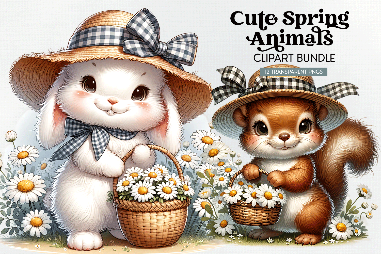 Cute Spring Animals Clipart Bundle, an Animal Illustration by Bijou Bay ...