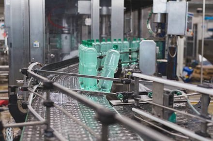 Water bottling factory containing factory, water, and mineral, an ...