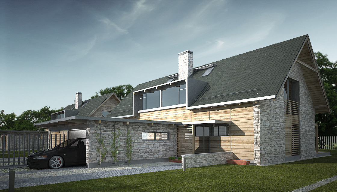 Vray Night and Day Twin House scene, a Scene 3D Model by VisualCG