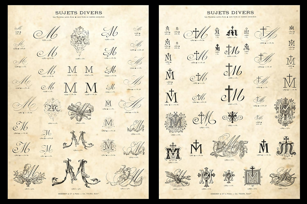 AVE MARIA, INITIALS, 5 SHEETS + 1 FREE