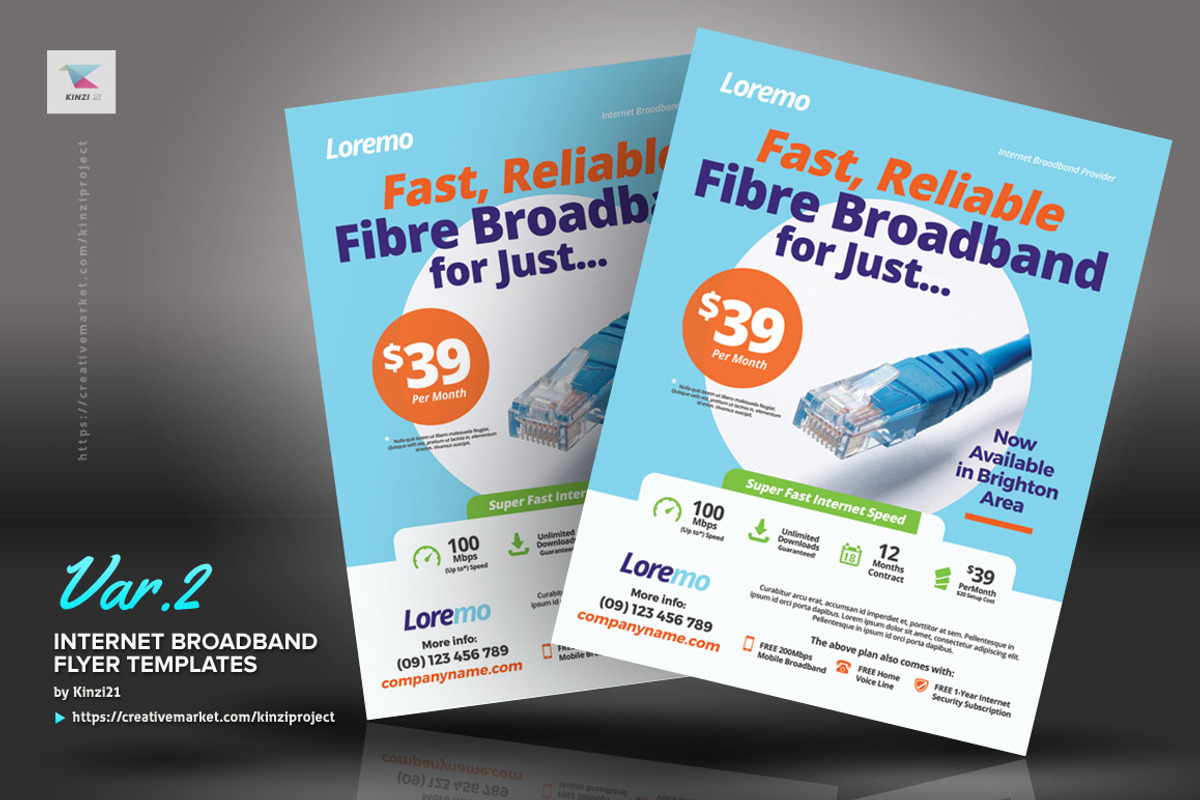 Internet Broadband Flyer Templates, a Flyer Template by kinzi21