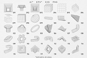 3D Wireframe vector shapes set | Creative Market
