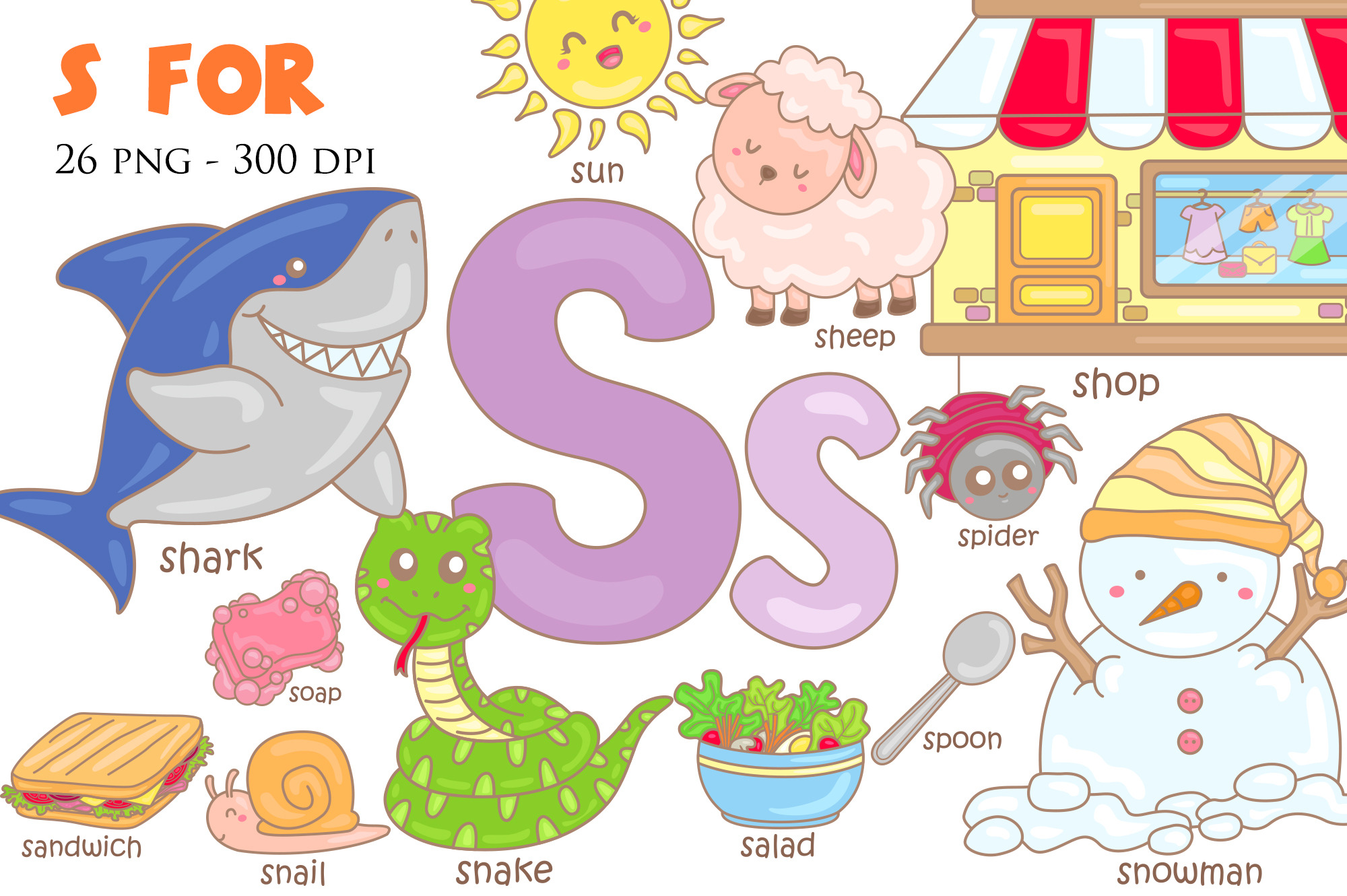 Alphabet S For Vocabulary Clipart, an Education Illustration by ...