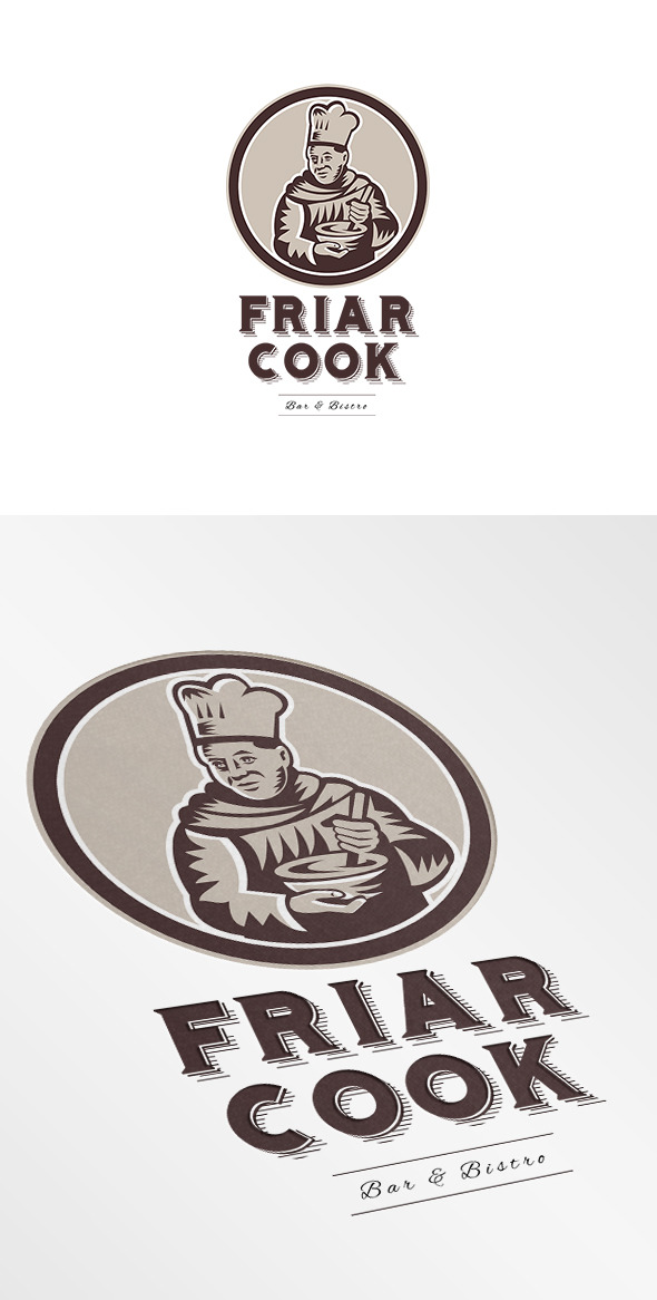 Friar Cook Bar and Bistro Logo, a Branding & Logo Template by patrimonio