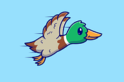 Cute Duck Bird Flying Cartoon | Animal Illustrations ~ Creative Market