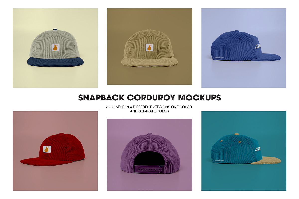 Snapback corduroy cap hat mockups, a Hat Mockup by made_by_nope