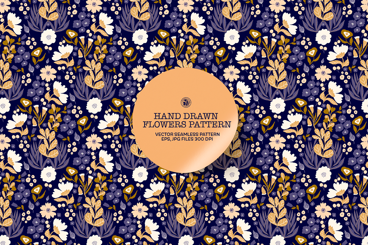 Hand Drawn Flowers Vector Pattern, a Pattern Graphic by Webvilla Studio | Creative Market