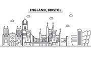 England, Bristol architecture line skyline illustration. Linear vector ...