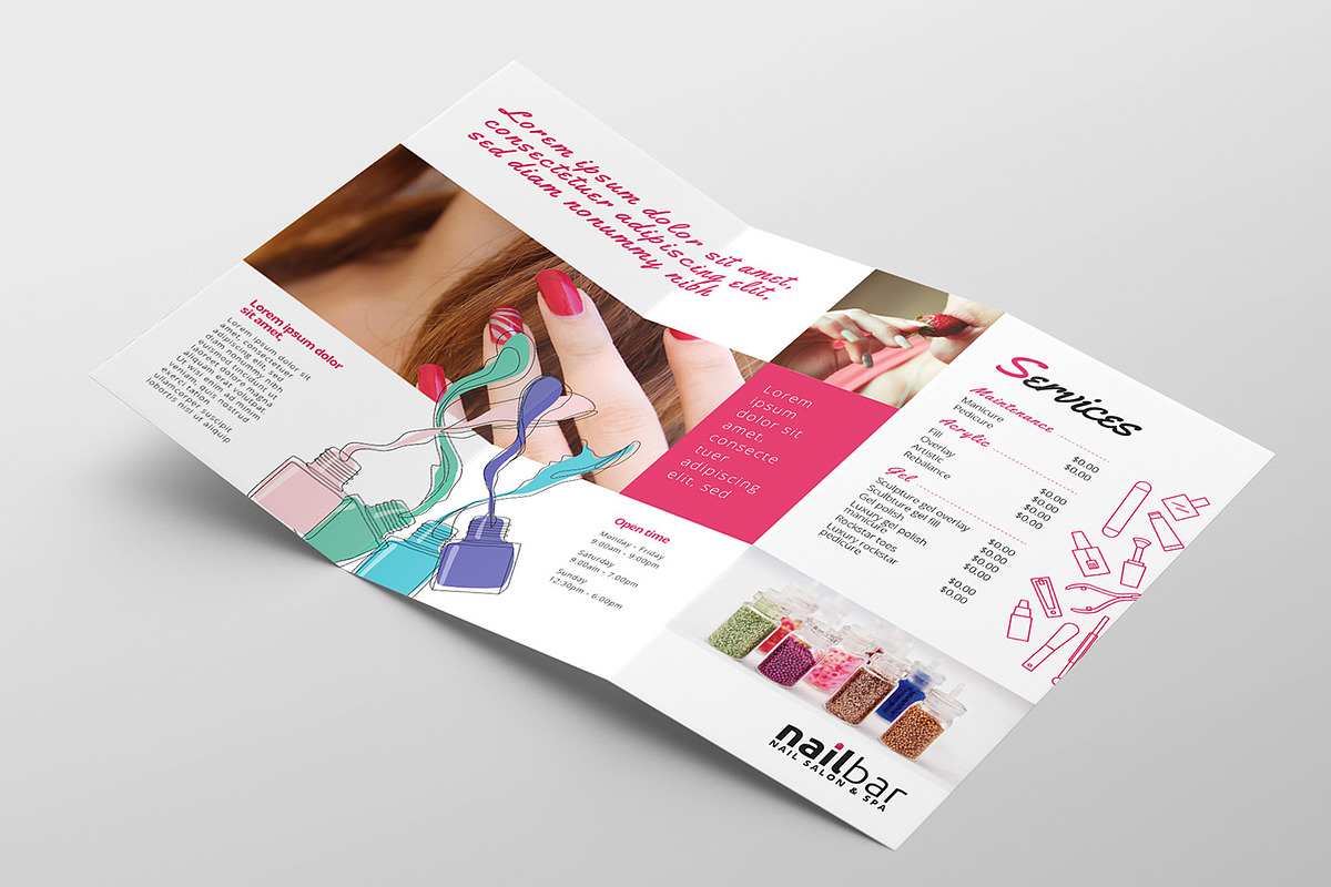 Nail Salon Trifold Brochure Template, a Brochure Template by BrandPacks