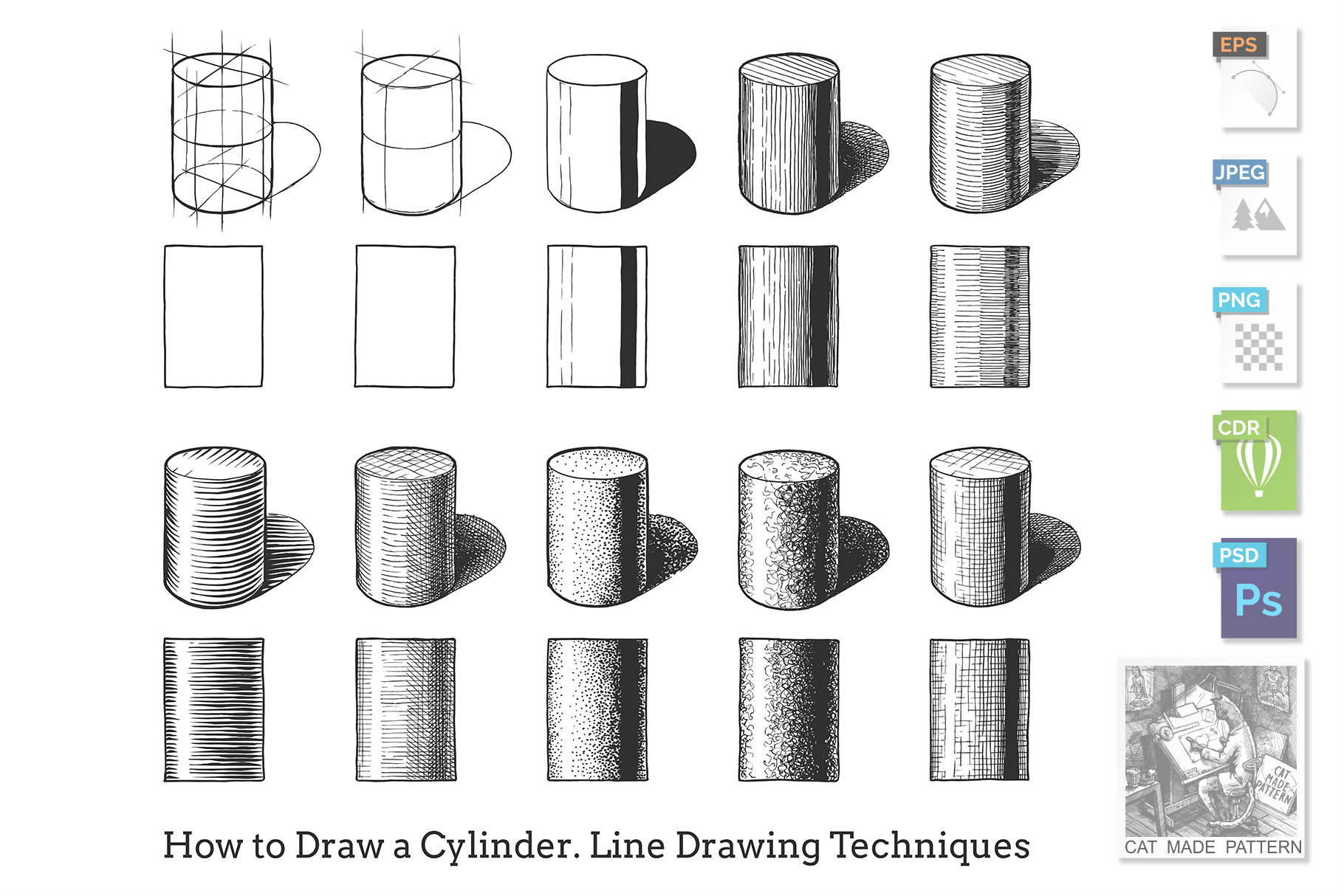 How to draw a Cylinder, an Object Illustration by CatMadePattern ...