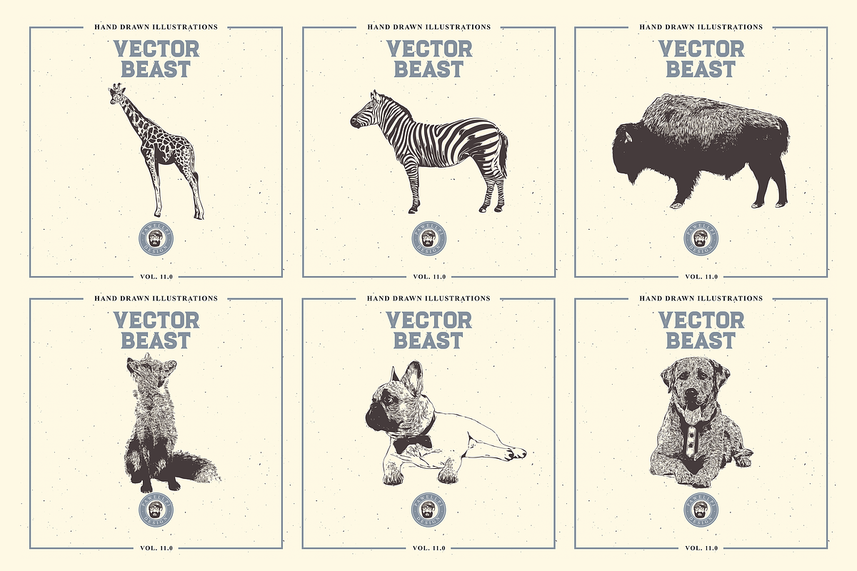 VECTOR BEAST HAND DRAWN BUNDLE 11.0, an Object Graphic by pawellpi