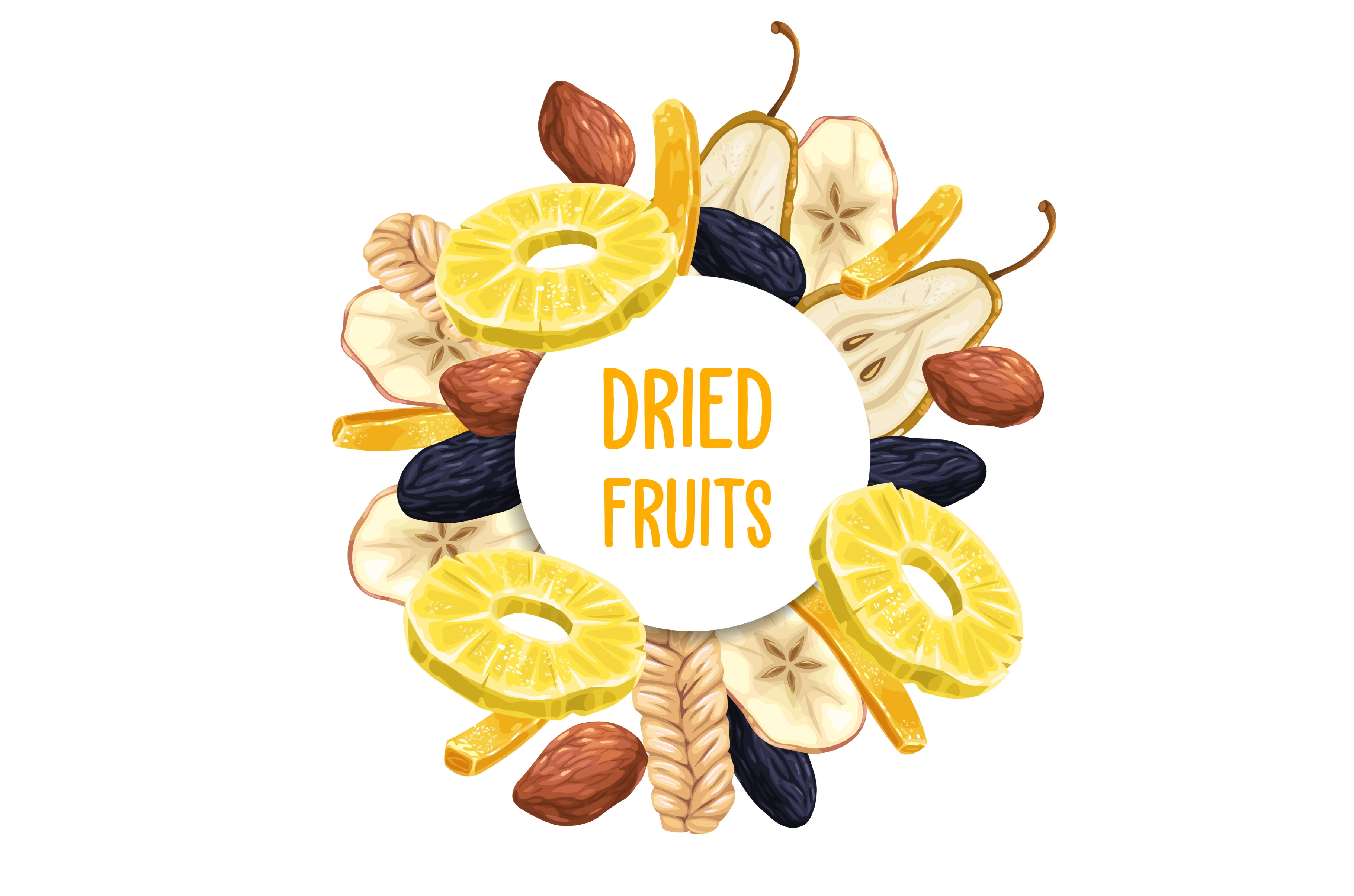 Dried fruits vector poster | Food Illustrations ~ Creative Market