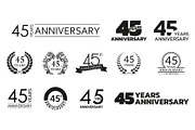 45 years anniversary icon, logo set, a Background Graphic by VM25