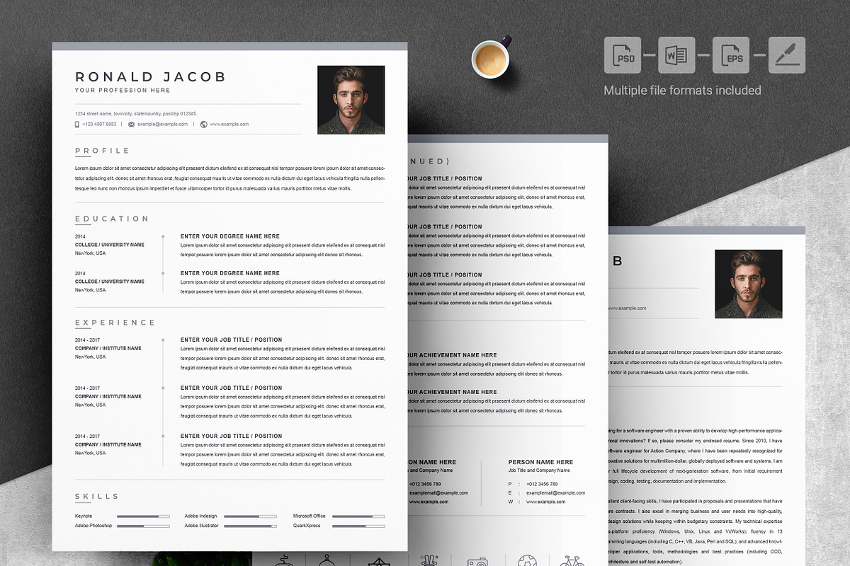 Clean Word CV with Cover Letter, a Resume Template by ResumeInventor ...