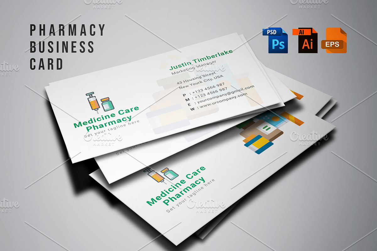 Pharmacy Business Card, a Business Card Template by graphicsunday