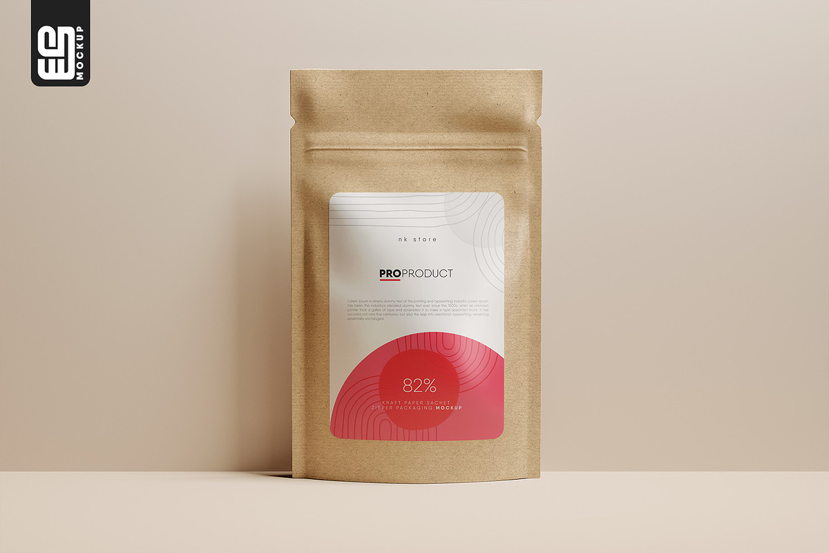 Kraft Paper Sachet Packaging Mockup, a Packaging Mockup by SD Mockup