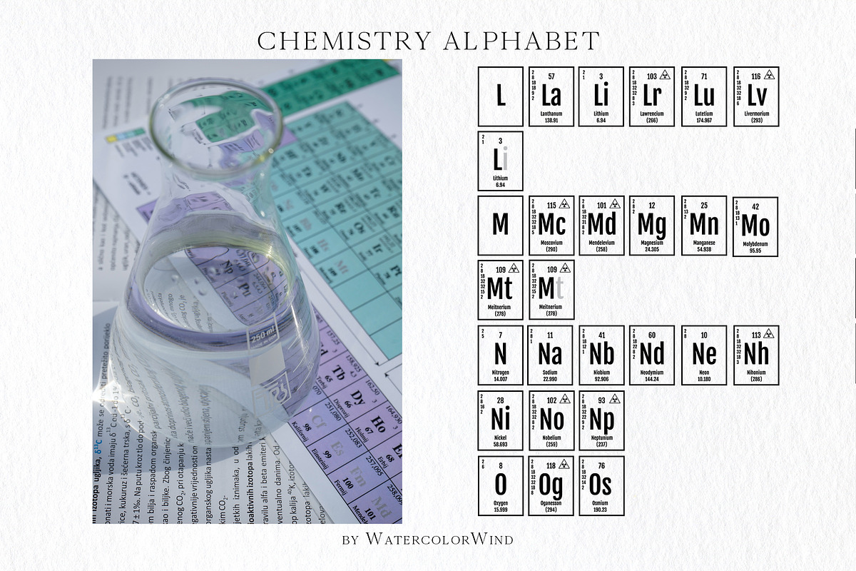 Science Chemical Alphabet Clipart, an Object Graphic by WatercolorWind