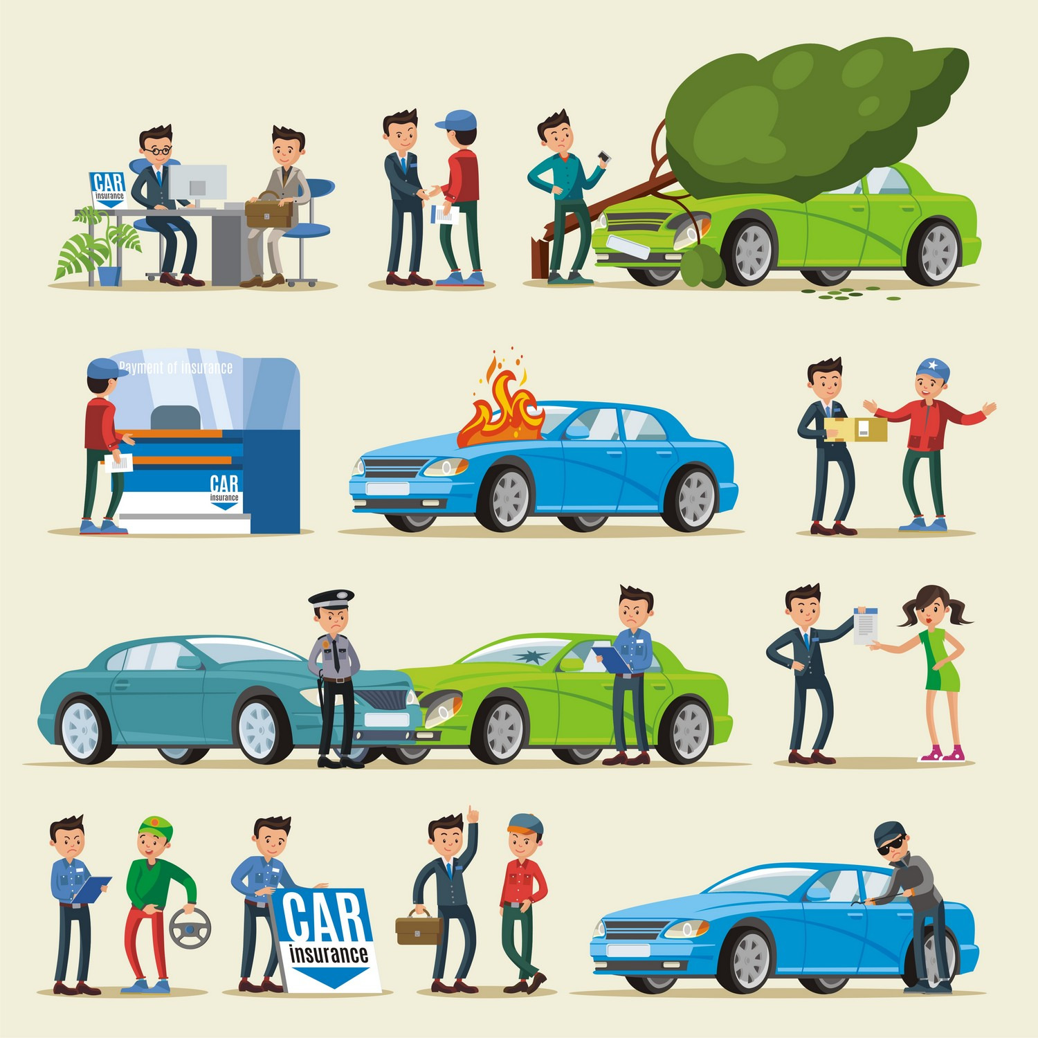 Car Insurance Characters Set, a Decorative Illustration by Alexander ...