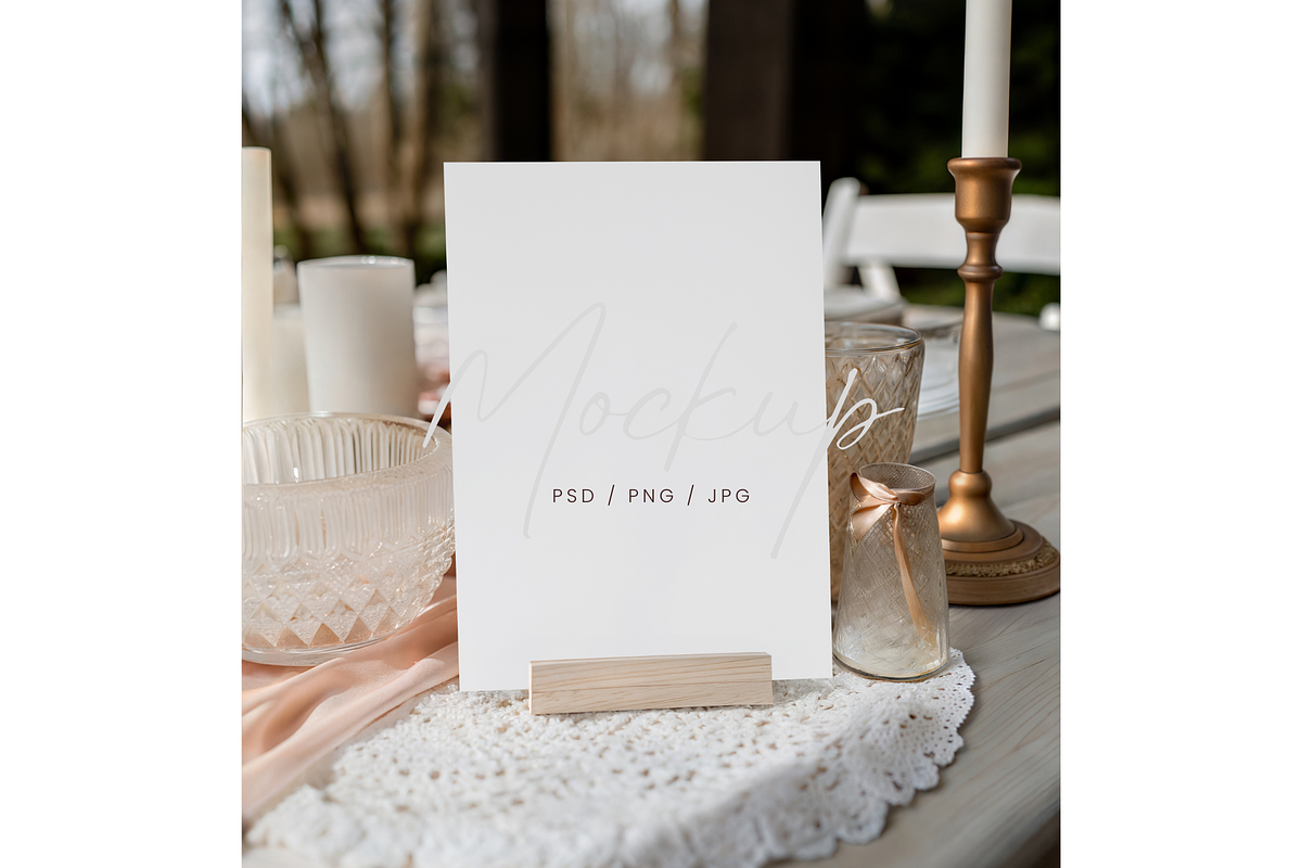 Vertical Card Table Sign Mockup, a Product Mockup by TatiMockup