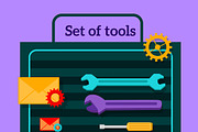 Set of Tools for Seo Flat Design, an Object Illustration by robuart