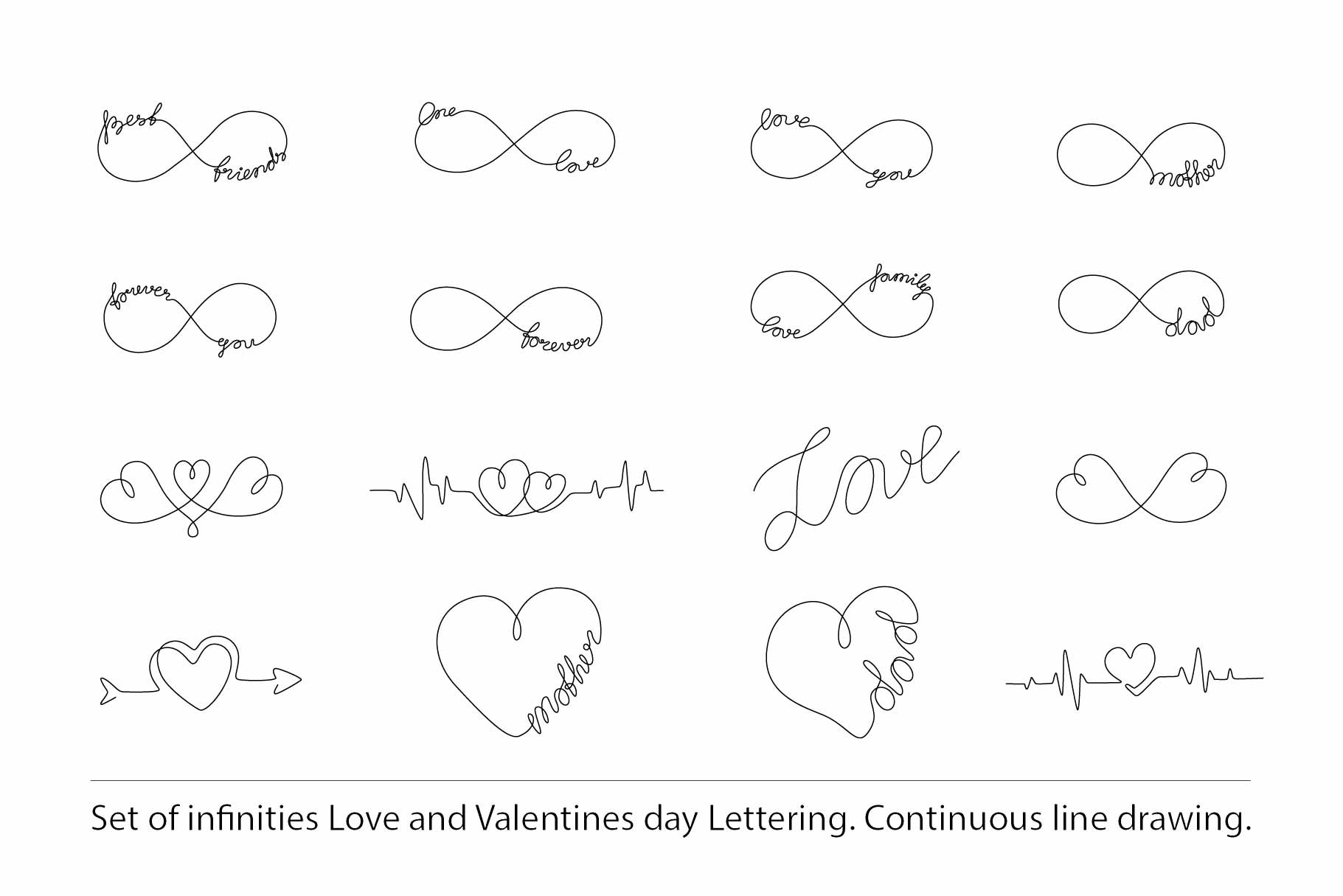 Set of Infinities Love and Lettering, a Decorative Illustration by ...