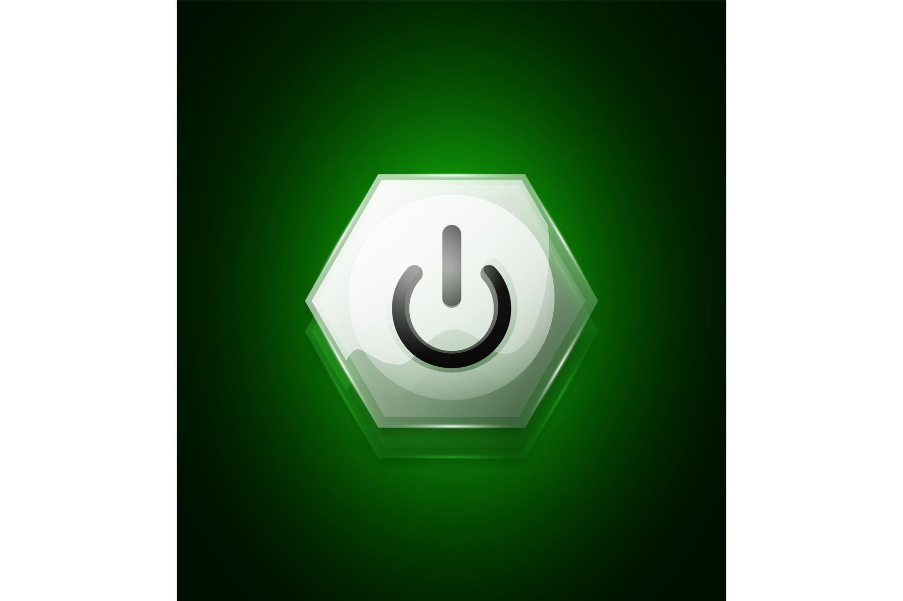 Glass transparent effect power start button, on off icon, vector UI or ...